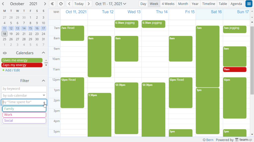 Track and Balance Energy with a Color-Coded Calendar | Teamup Blog