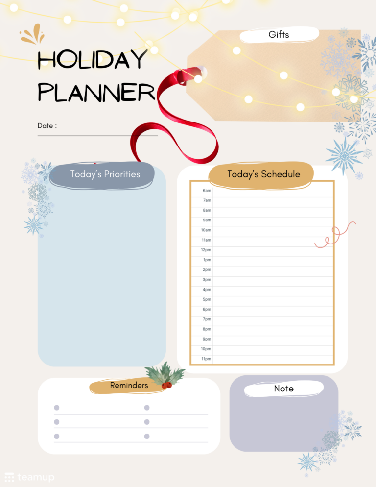 Free Printable Holiday Planners | Teamup Blog