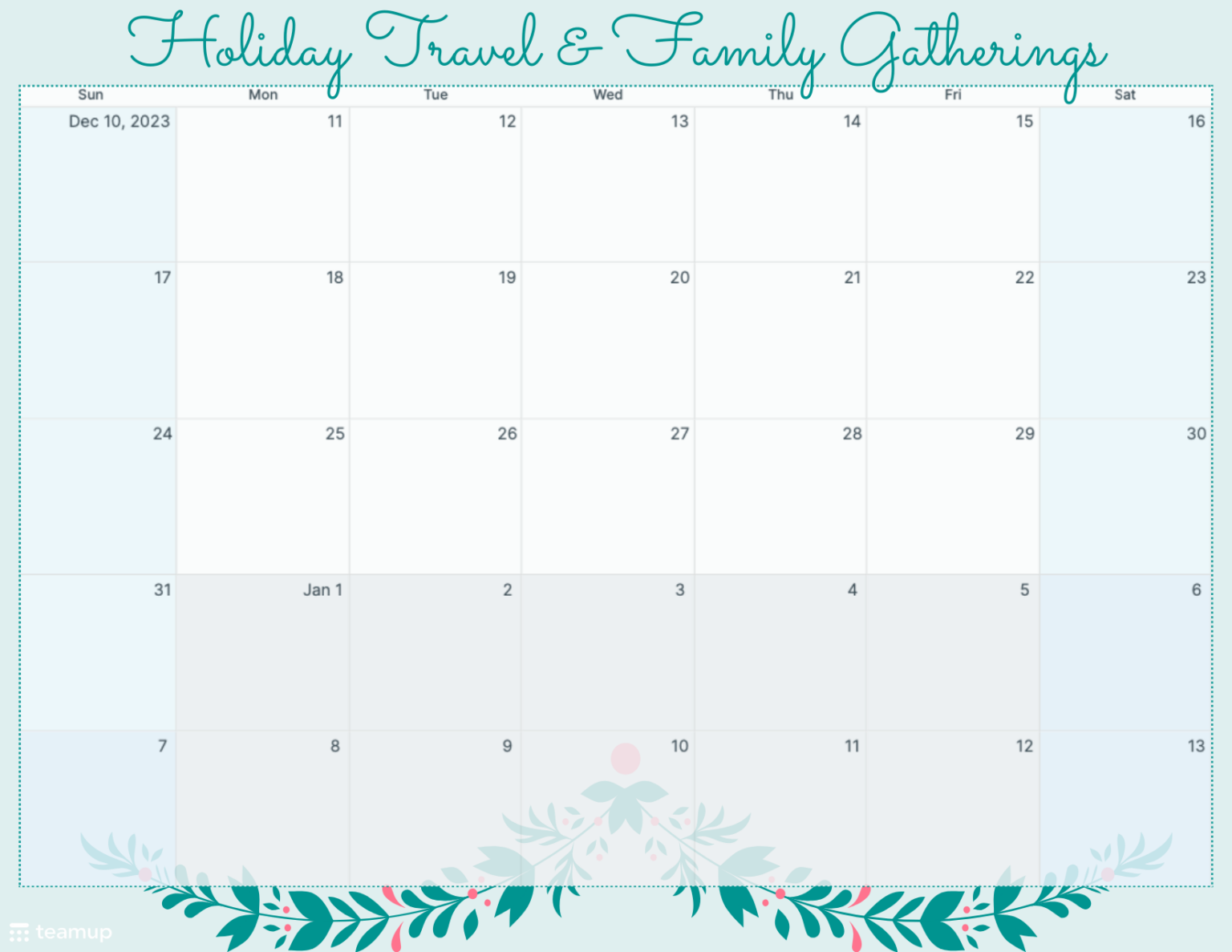 Free Printable Holiday Planners | Teamup Blog