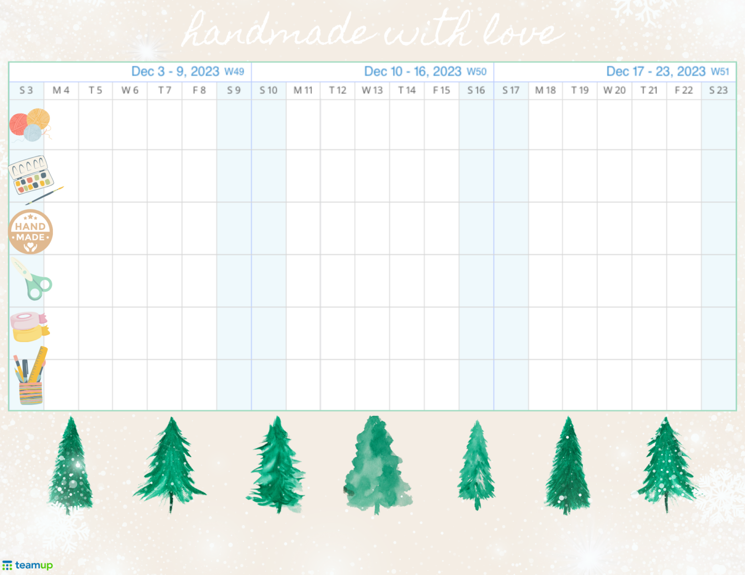 Free Printable Holiday Planners | Teamup Blog