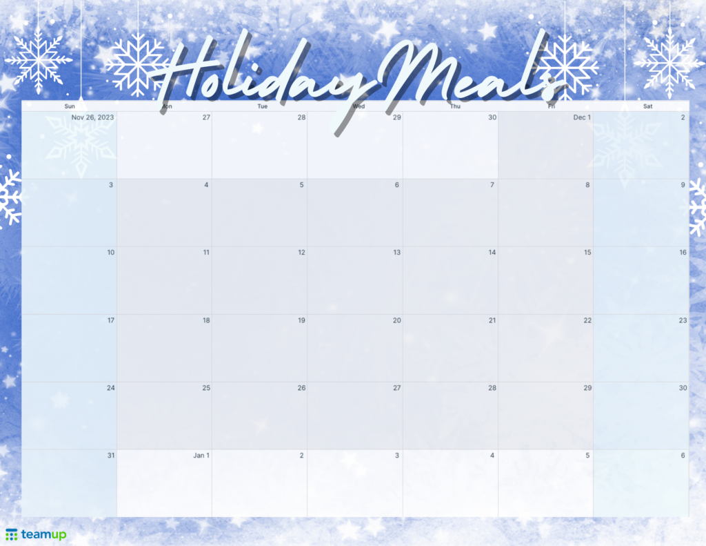 Free Printable Holiday Planners | Teamup Blog